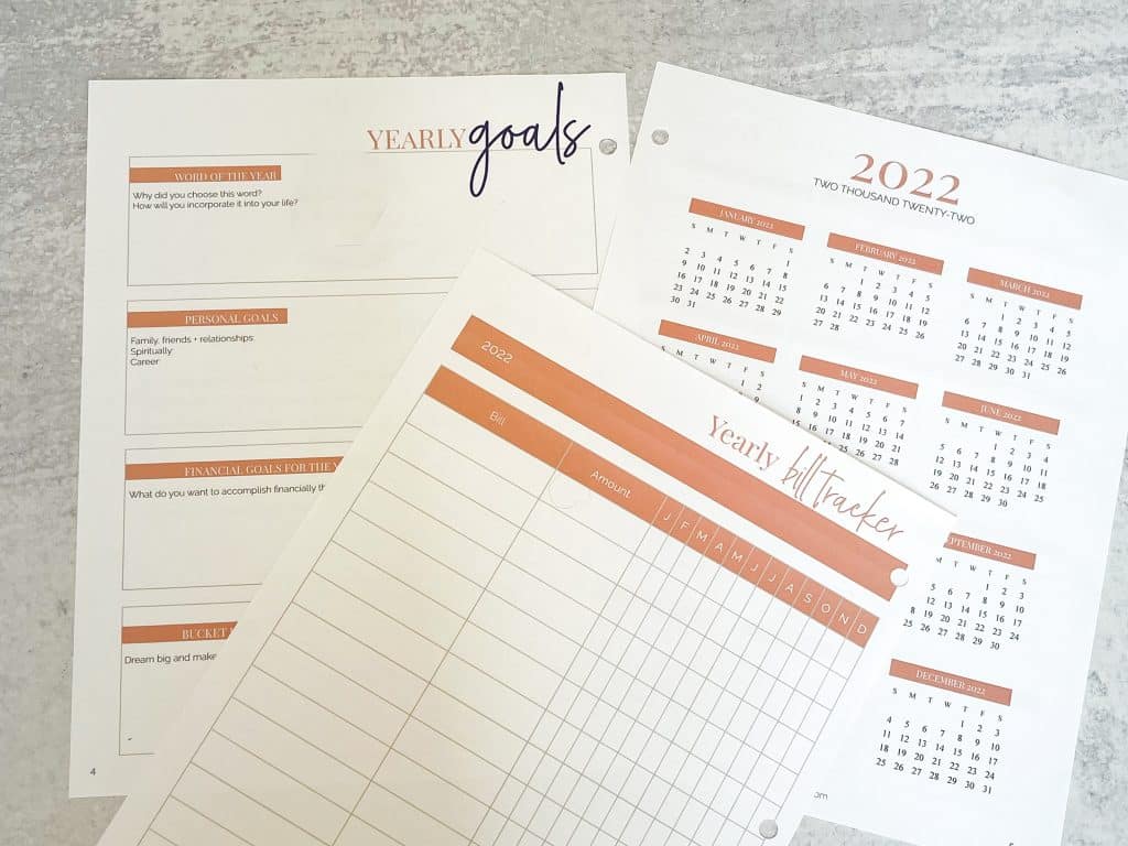 yearly goals planner pages